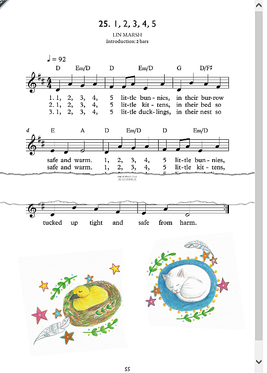 1, 2, 3, 4, 5 Melodie & Akkorde - PDF Noten von Mary Cohen in - fbd-46614
