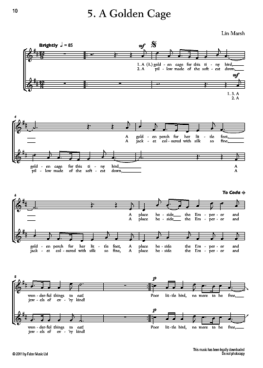 A Golden Cage from Song Of The Earth Frauenchor - PDF Noten von Lin ...
