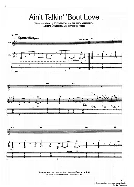 Ain t Talkin Bout Love Gitarre TAB - PDF Noten von Van Halen in A Moll ... Ain t Talkin Bout Love Gitarre TAB - PDF Noten von Van Halen in A Moll ...