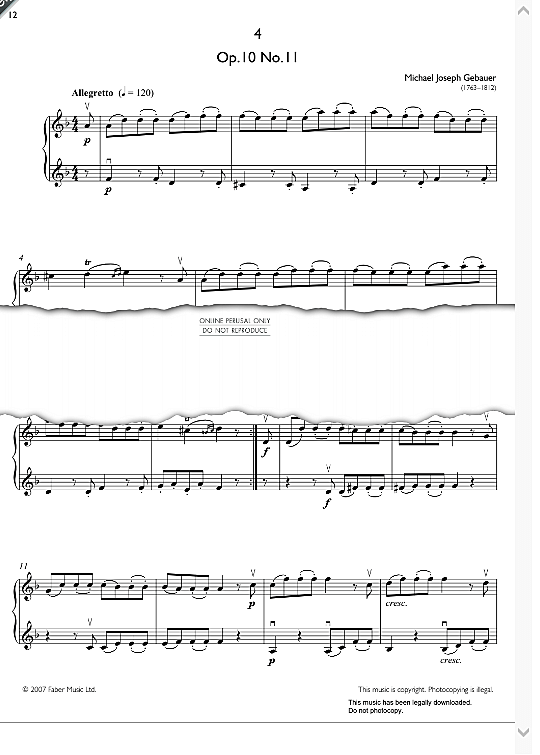 Allegretto Op.10, No.11 Duett 2 St. - PDF Noten von Michael Joseph ...