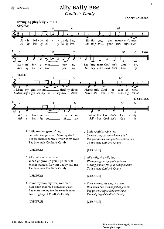 Ally Bally Bee Coulter s Candy Gesang - PDF Noten von Robert Coultard ...