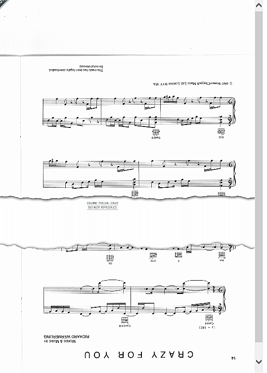 Crazy For You Klavier Gesang And Gitarre Pdf Noten Von Let Loose In C