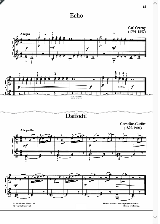 Daffodil Klavier Solo - PDF Noten von Cornelius Gurlitt in C Dur - fbd-51323