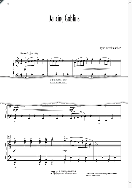 Dancing Goblins Klavier Solo - PDF Noten von Ryan Brechmacher in A Moll - fbd-42631