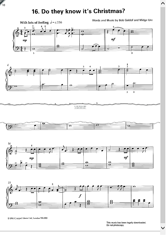 Do They Know It s Christmas? Klavier einfach - PDF Noten von Band Aid ...