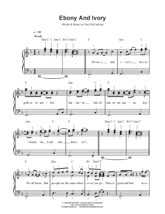 Ebony And Ivory Klavier Gesang And Gitarre Pdf Noten Von Paul