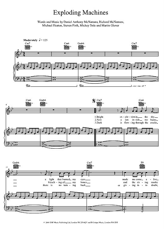 Exploding Machines Klavier, Gesang & Gitarre - PDF Noten von Embrace in ...