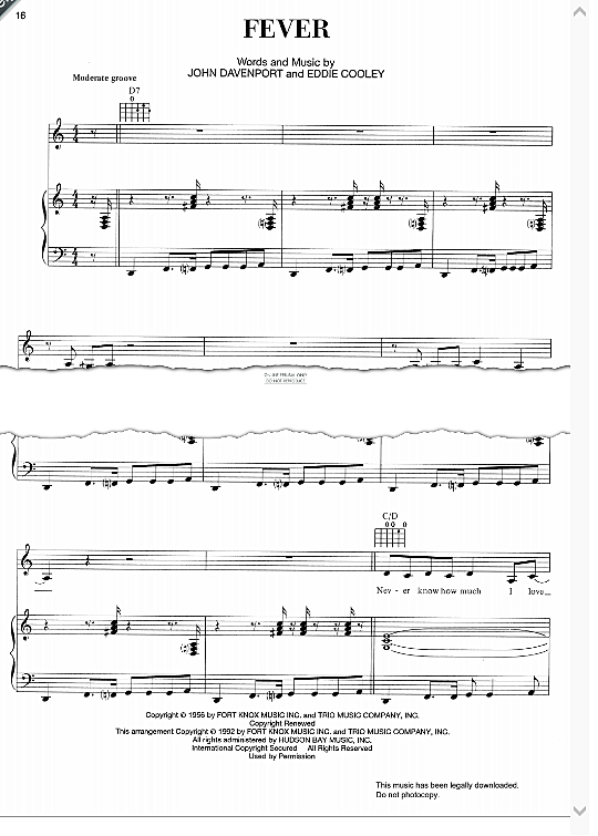 Fever Klavier Gesang And Gitarre Pdf Noten Von Madonna In C Moll Fbd