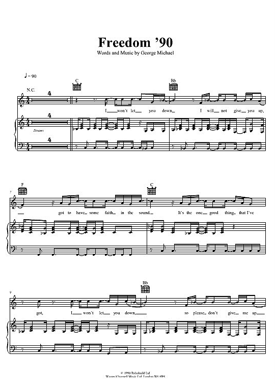 Freedom 90 Klavier, Gesang & Gitarre - PDF Noten von George Michael in ...