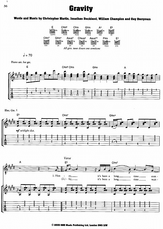 Gravity Gitarre Tab Pdf Noten Von Embrace In E Dur Fbd 2677