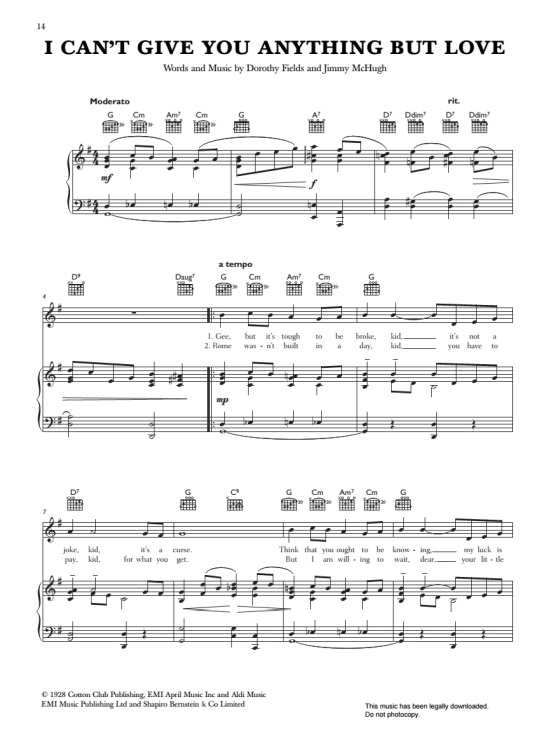 I Can T Give You Anything But Love Klavier Gesang And Gitarre Pdf