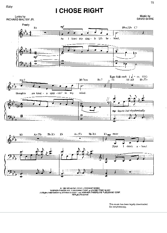 I Chose Right from Baby Klavier, Gesang & Gitarre - PDF Noten von ... I Chose Right from Baby Klavier, Gesang & Gitarre - PDF Noten von ...