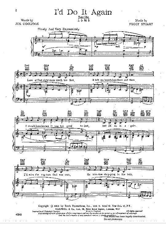 I D Do It Again Klavier Gesang And Gitarre Pdf Noten Von Peggy Stuart