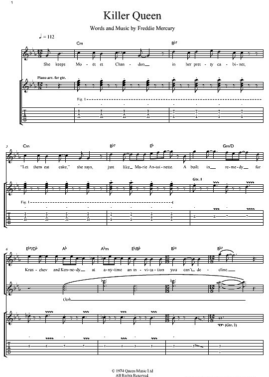 Killer Queen Guitar Chords