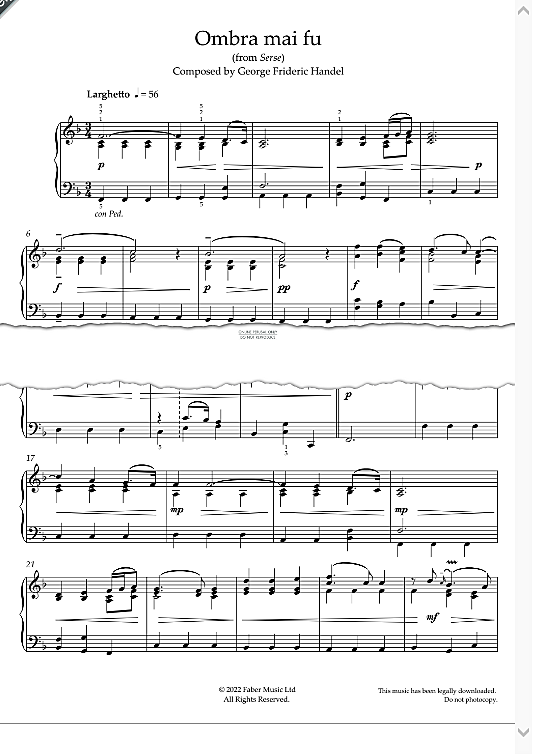 Largo Klavier Solo - PDF Noten von George Frideric Handel in F Dur ...