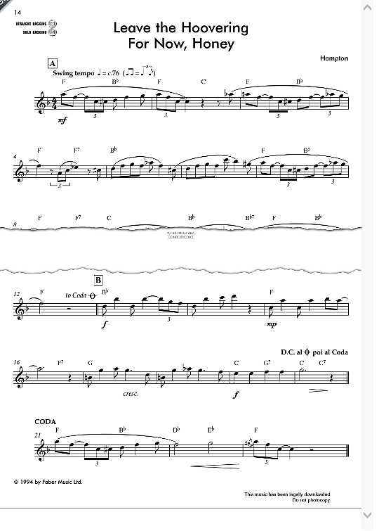 Leave The Hoovering For Now Klavier & Melodieinstr. - PDF Noten von ...