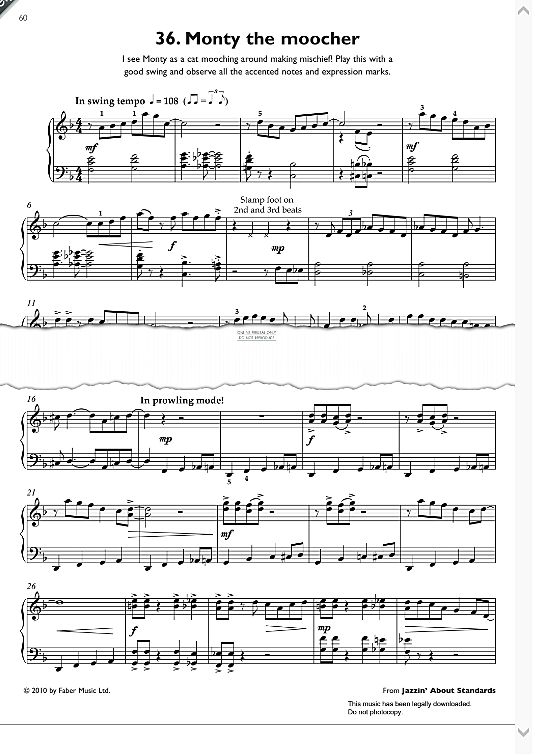 Monty The Moocher Klavier Solo - PDF Noten von Pam Wedgwood in F Dur ...