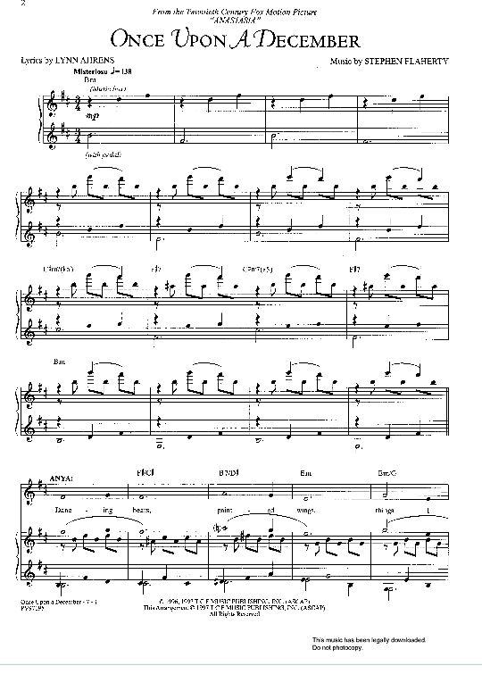 Once Upon A December Klavier Gesang And Gitarre Pdf Noten Von Stephen