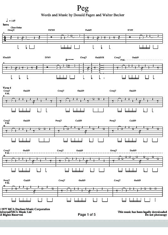 Peg Gitarre TAB - PDF Noten von Steely Dan in - fbd-8428