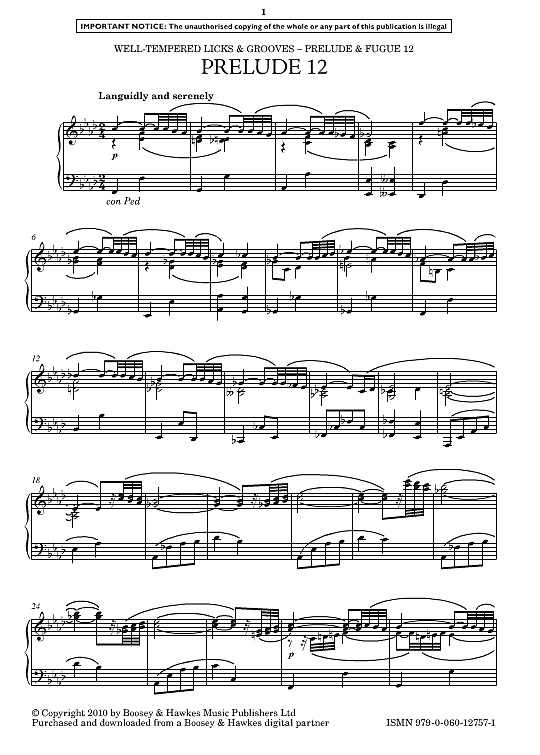Prelude & Fugue 12 Klavier Solo - PDF Noten von Michelle Gorrell in Fm ...