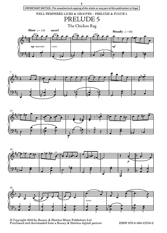 Prelude & Fugue 5 Klavier Solo - PDF Noten von Michelle Gorrell in D ...