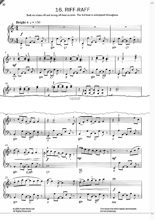 Riff-Raff Klavier Solo - PDF Noten von John Kember in F Dur - fbd-46815