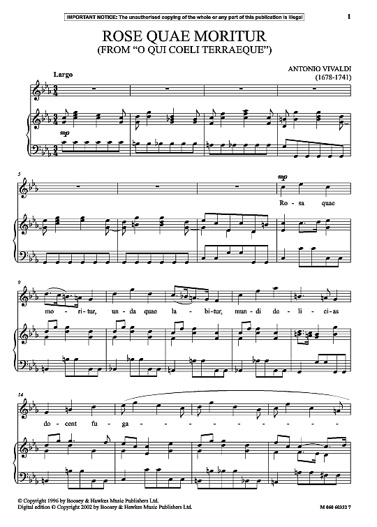 Rose Quae Moritur from O Qui Coeli Terreqque Klavier & Gesang - PDF ...