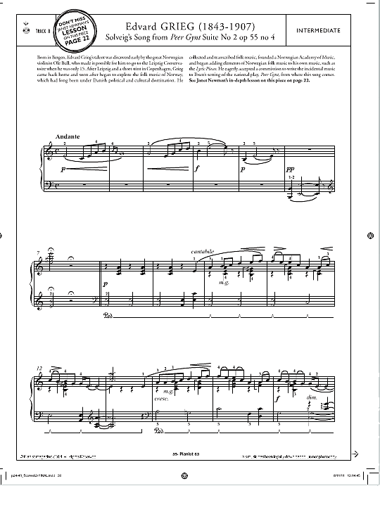 Solveig s Song from Peer Gynt Suite No.2 Op.55 No.4 Klavier Solo - PDF ... Solveig s Song from Peer Gynt Suite No.2 Op.55 No.4 Klavier Solo - PDF ...