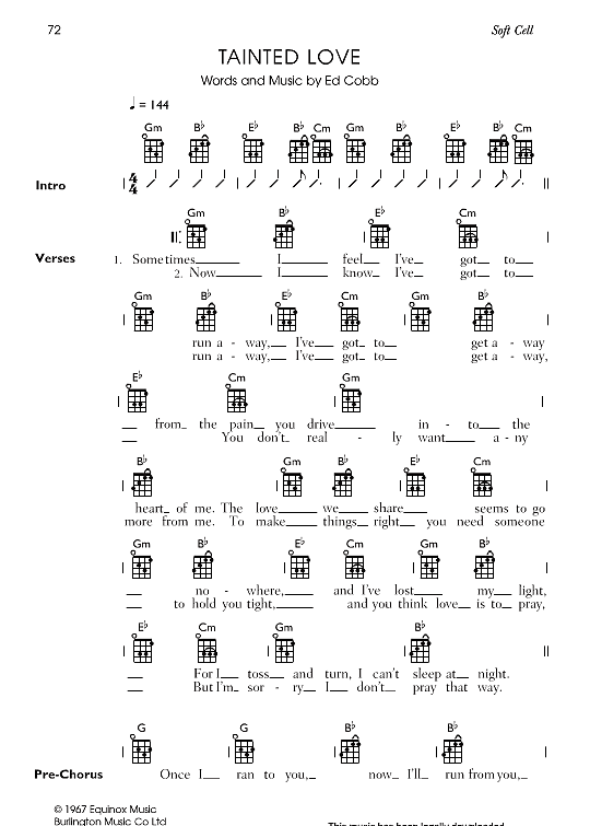 Tainted Love Guitar Chords