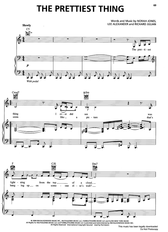 The Prettiest Thing Klavier Gesang And Gitarre Pdf Noten Von Norah