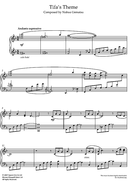Tifa s Theme Klavier Solo - PDF Noten von Nobuo Uematsu in F Dur - fbd ... Tifa s Theme Klavier Solo - PDF Noten von Nobuo Uematsu in F Dur - fbd ...