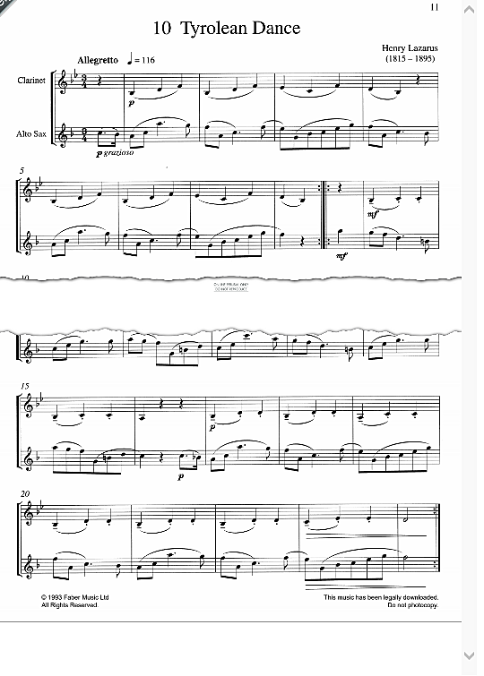 Tyrolean Dance Duett 2 St. - PDF Noten von Henry Lazarus in - fbd-48672