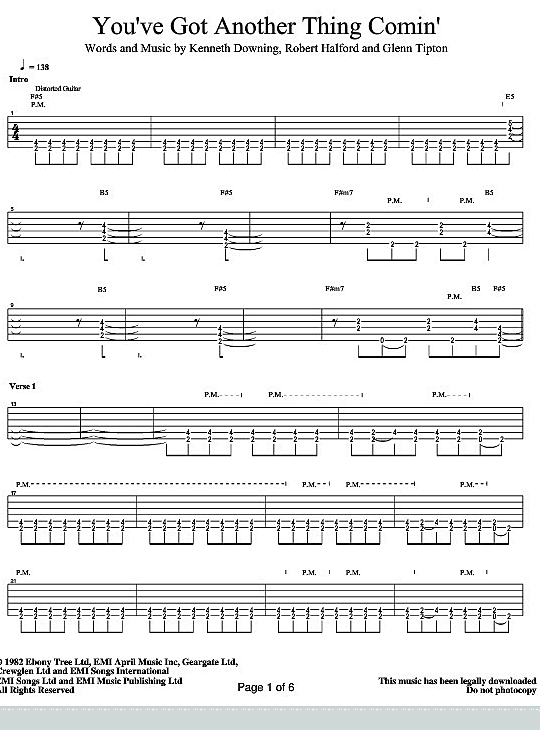 You ve Got Another Thing Comin Gitarre TAB - PDF Noten von Judas Priest ... You ve Got Another Thing Comin Gitarre TAB - PDF Noten von Judas Priest ...