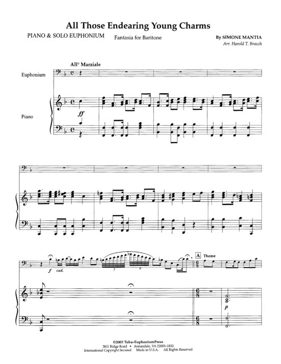 All Those Endearing Young Charms Euphonium + Klavier - PDF Noten von ...