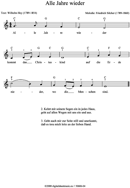 Alle Jahre wieder Keyboard - PDF Noten von Weihnachtslied in - 50606-04 Alle Jahre wieder Keyboard - PDF Noten von Weihnachtslied in - 50606-04