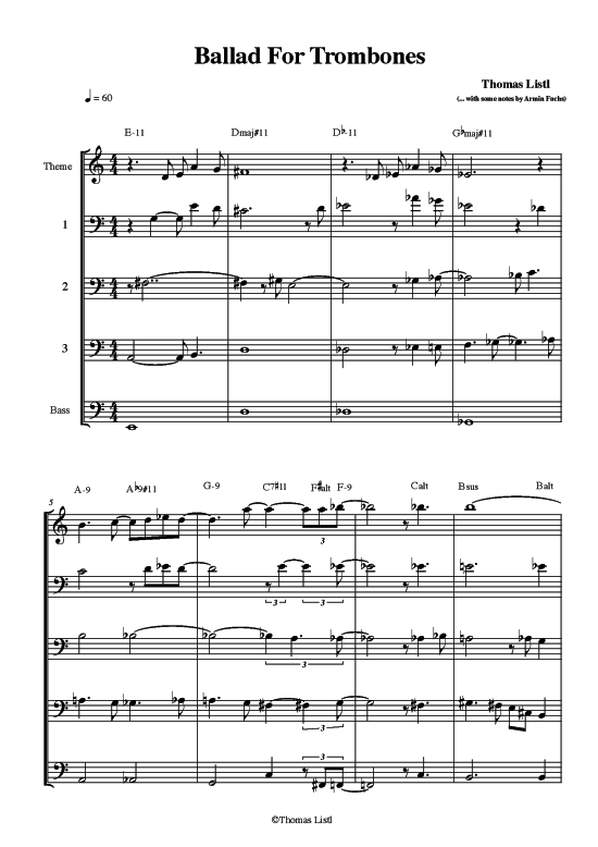 Ballad For Trombones Leadsheet - PDF Noten von Thomas Listl in - AF001TL