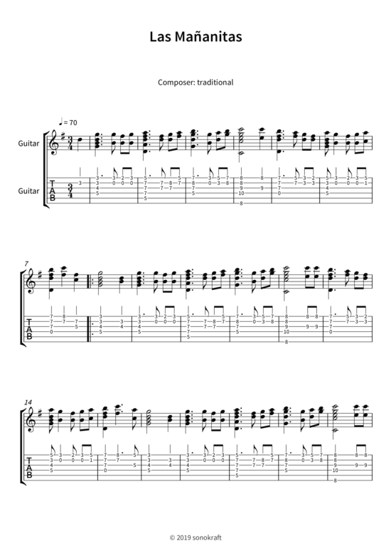 Las Mananitas Gitarrenakkorde
