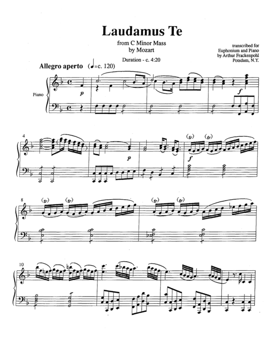 Laudamus Te Euphonium + Klavier - PDF Noten von Wolfgang Amadeus Mozart ... Laudamus Te Euphonium + Klavier - PDF Noten von Wolfgang Amadeus Mozart ...