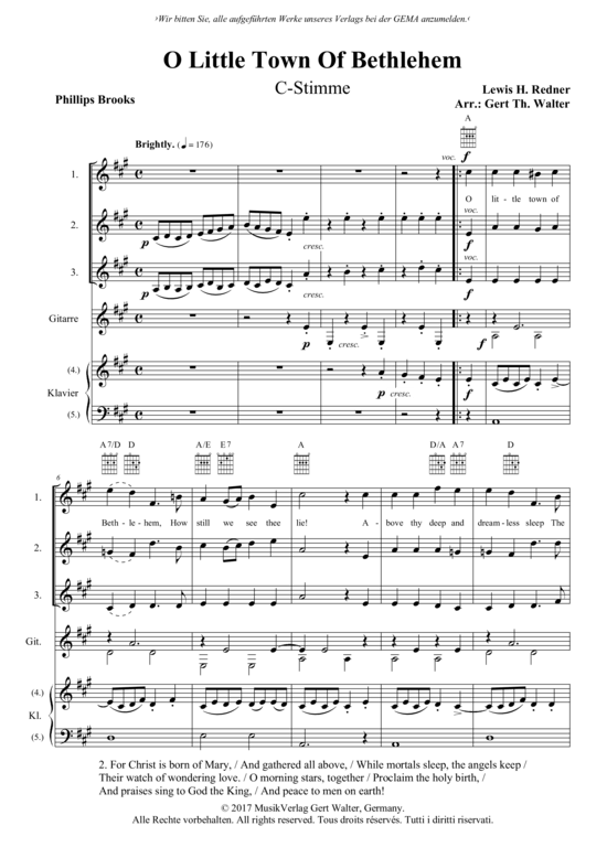 O Little Town Of Bethlehem flexibles Quintett - PDF Noten von Lewis H ...