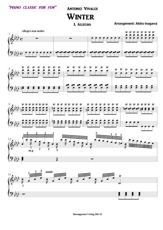 Winter - Allegro Klavier Solo - PDF Noten von Antonio Vivaldi arr ... Winter - Allegro Klavier Solo - PDF Noten von Antonio Vivaldi arr ...