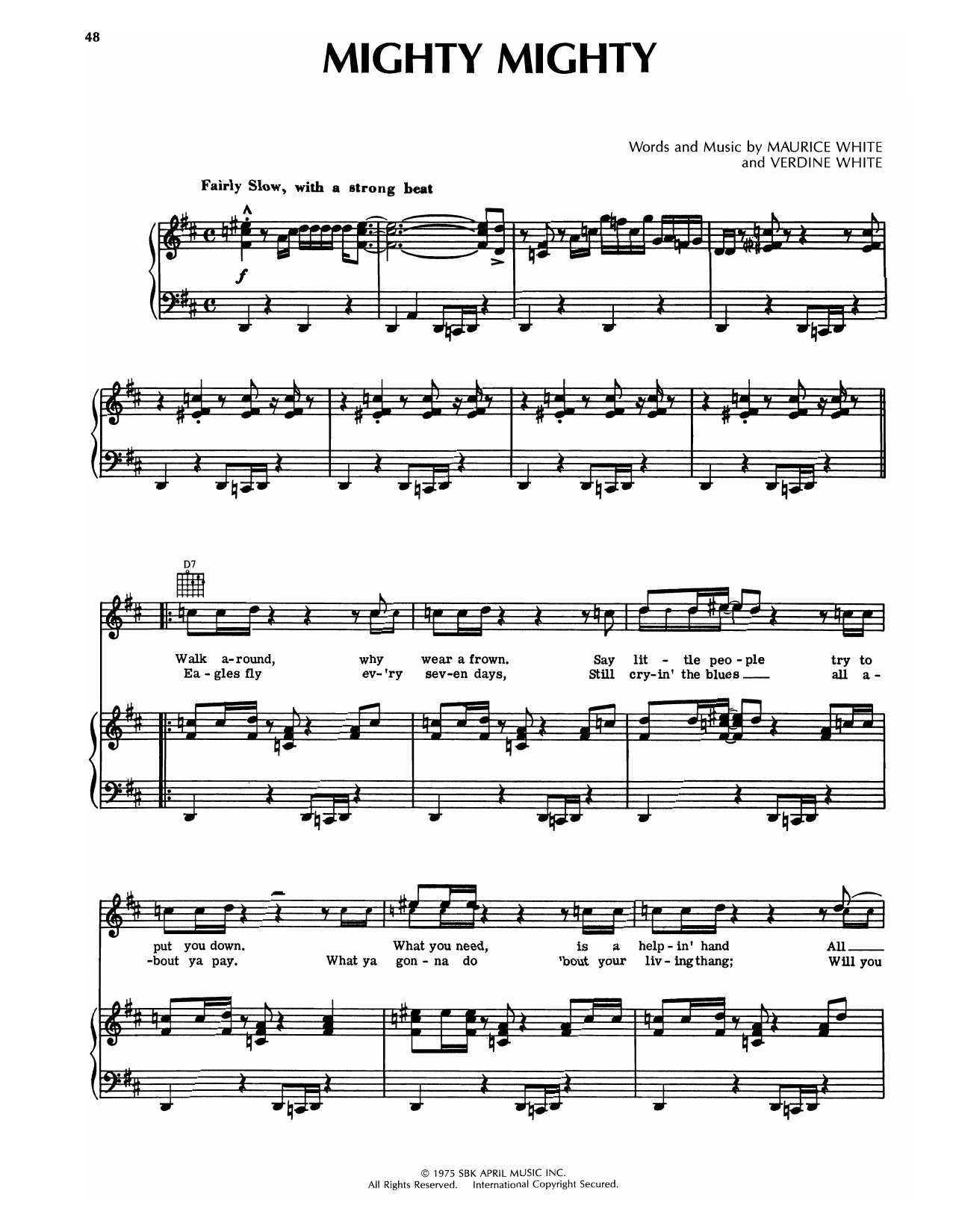 Mighty Mighty (Earth, Wind & Fire) | Sheet Music: Piano, Vocal & Guitar ...