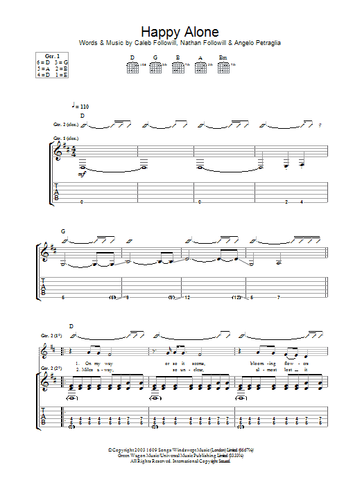 Happy Alone - sheet music by Kings Of Leon - smd-31409 | notendownload