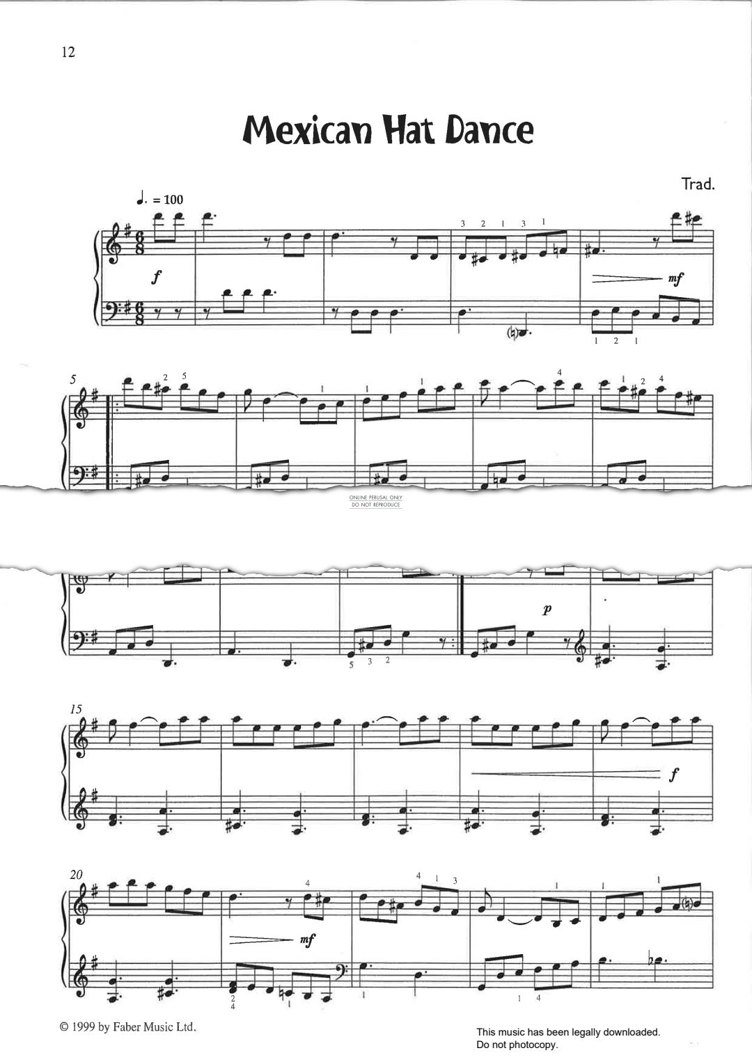 Mexican Hat Dance - sheet music by Mexican Traditional - fbd-46481 ...