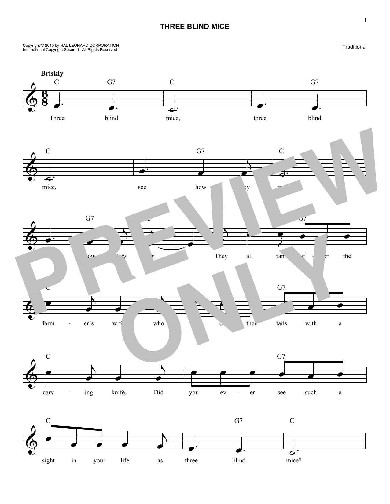 Three Blind Mice - sheet music by - smd-187439 | notendownload
