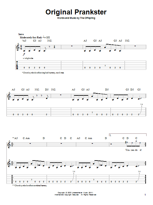 Original Prankster - sheet music by The Offspring - smd-65394 ...