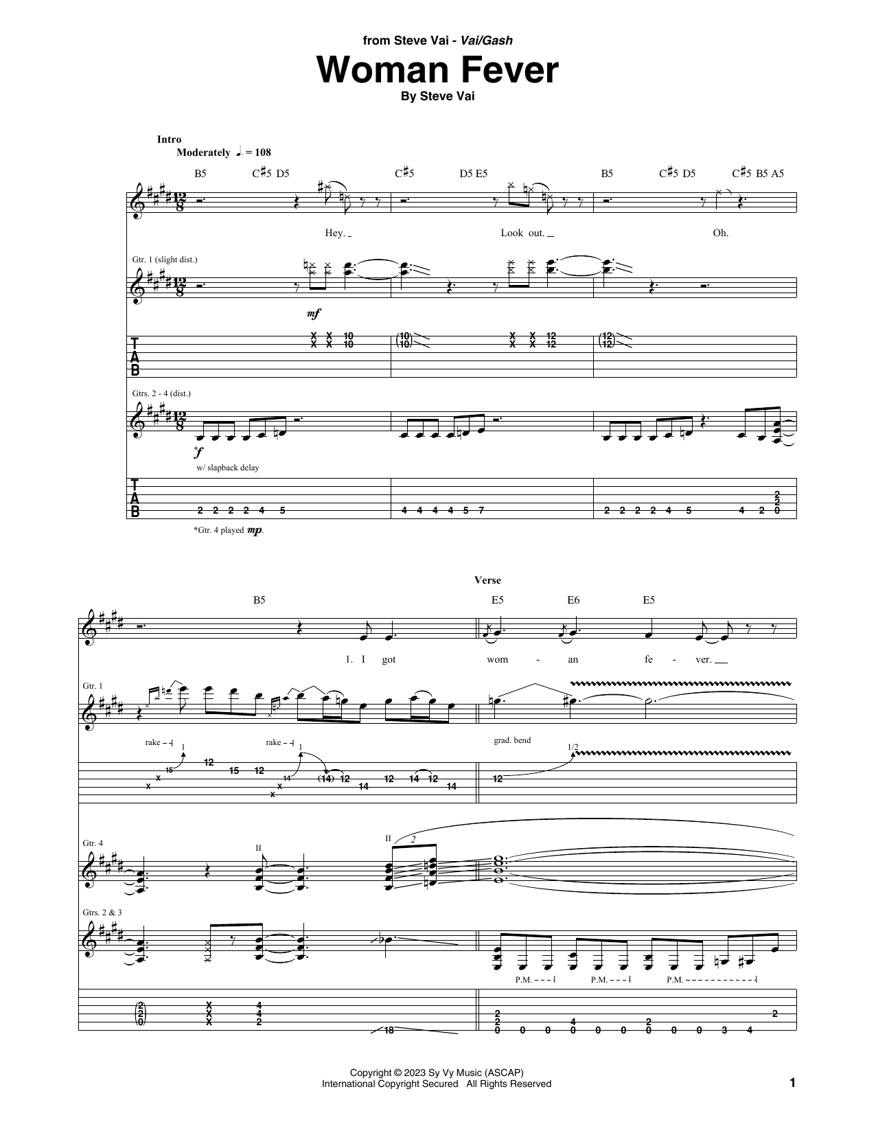 Woman Fever (Steve Vai) | Sheet Music: Guitar Tab | PDF Download