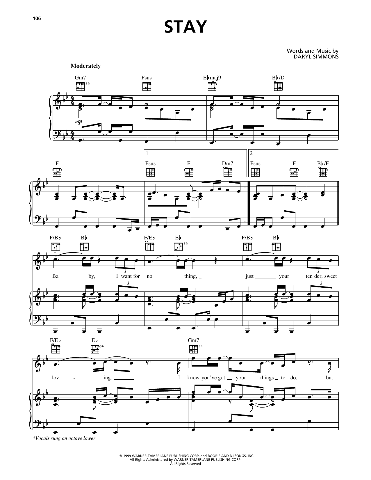 Stay (Destiny's Child) | Sheet Music: Piano, Vocal & Guitar Chords ...