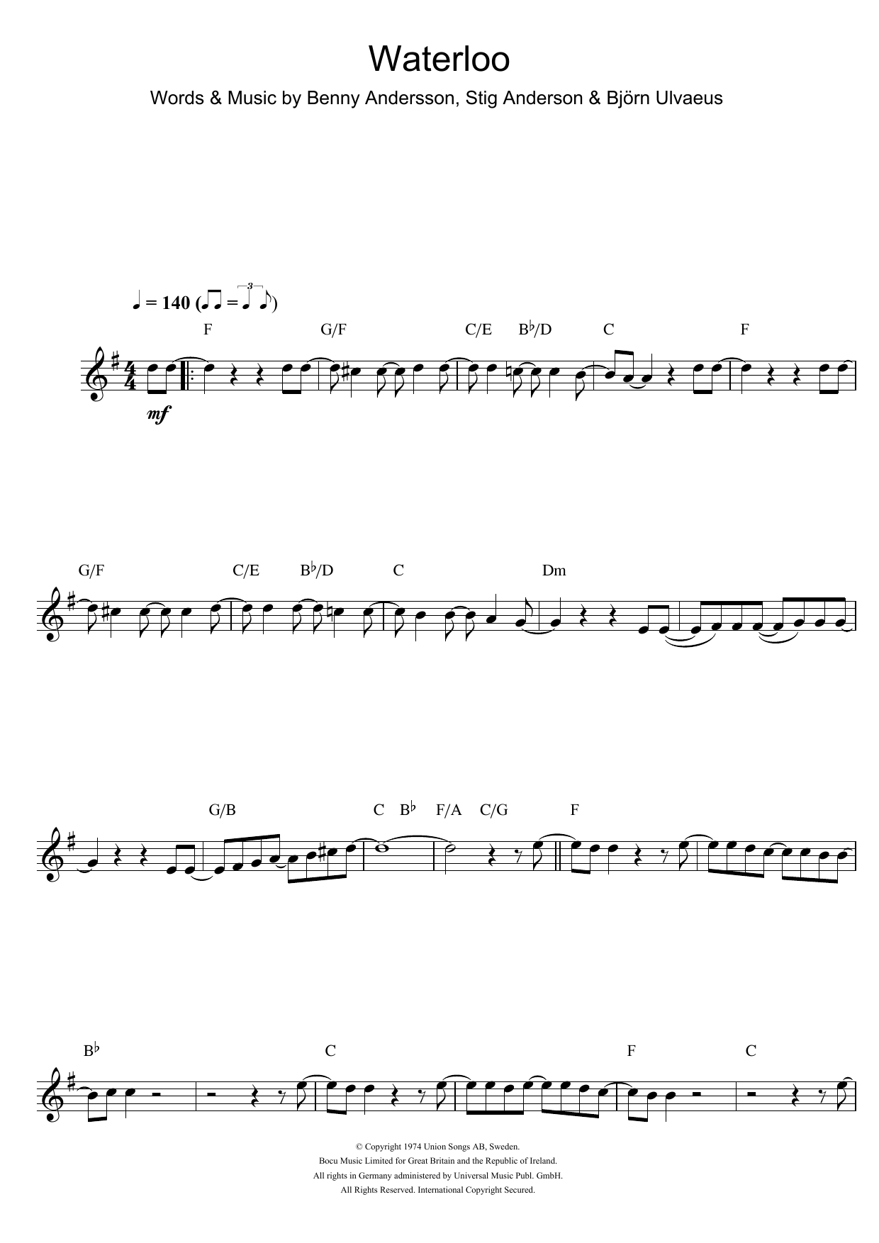 Waterloo - sheet music by ABBA - smd-107132 | notendownload