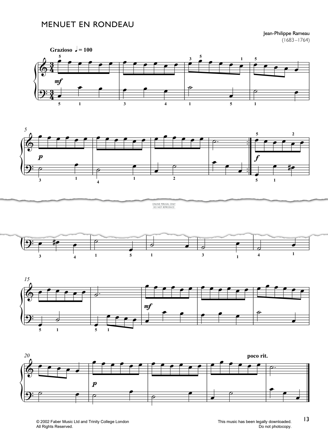 Menuet En Rondeau - sheet music by Jean-Philippe Rameau - fbd-49876 ...