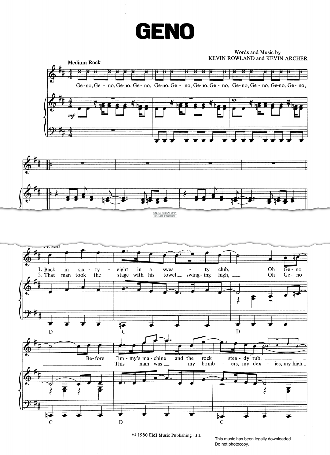 Geno - sheet music by Dexy's Midnight Runners - fbd-27563 | notendownload